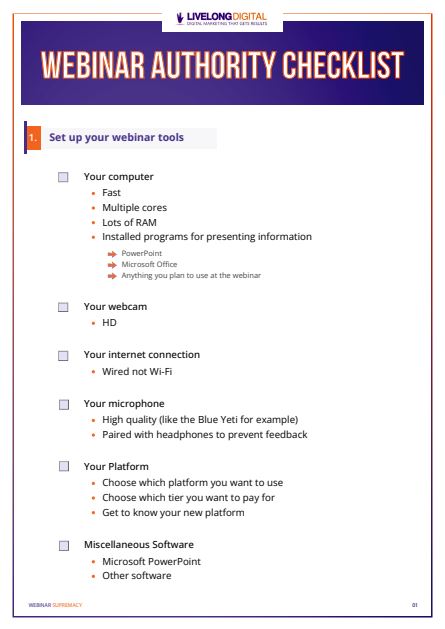 Webinar Checklist | Livelong Digital